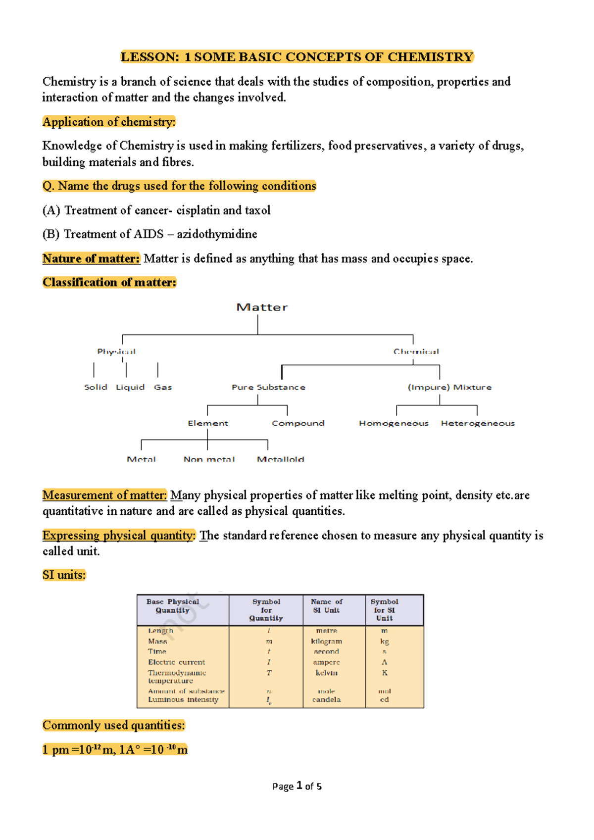Lesson: 1 SOME Basic Concepts OF Chemistry - LESSON: 1 SOME BASIC ...