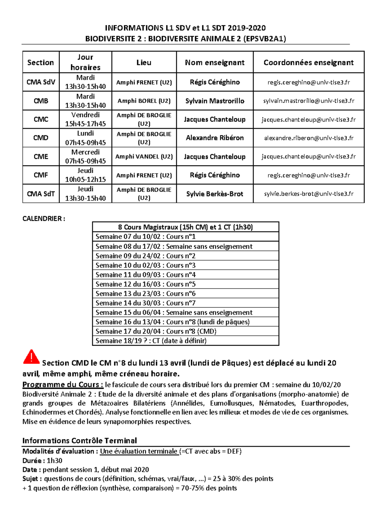 INFO L1 SDV SDT Biodiv 2 - BA 2020-1 - Warning: TT: undefined function: 32 Warning: TT ...