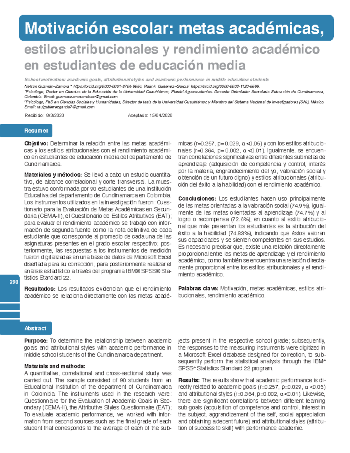 19449-Article Text-144814491532-1-10-202008 30 - 290 Motivación escolar ...