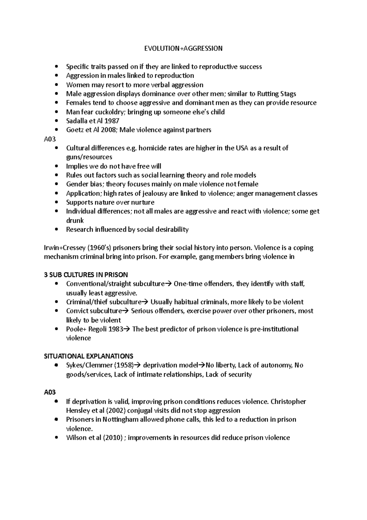 Evolution+ Aggression - EVOLUTION+AGGRESSION Specific traits passed on ...