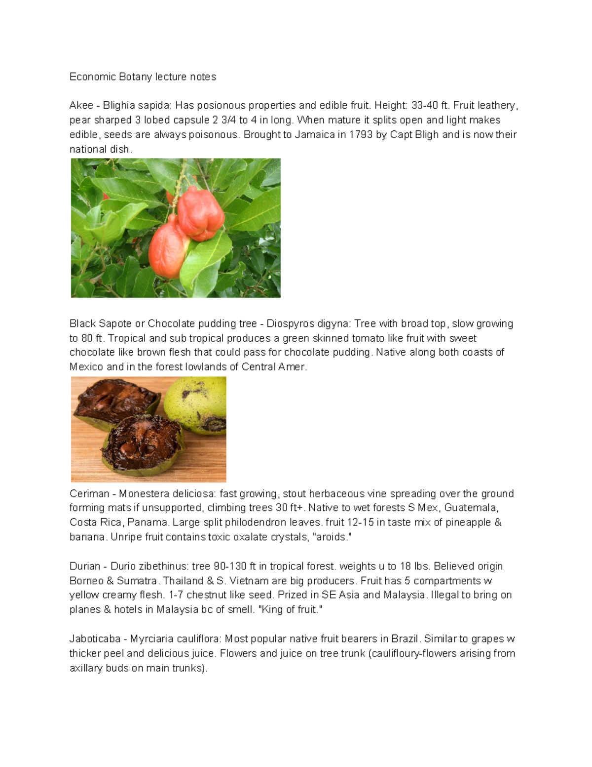 Untitled document - Lecture notes 3-4 - Economic Botany lecture notes ...