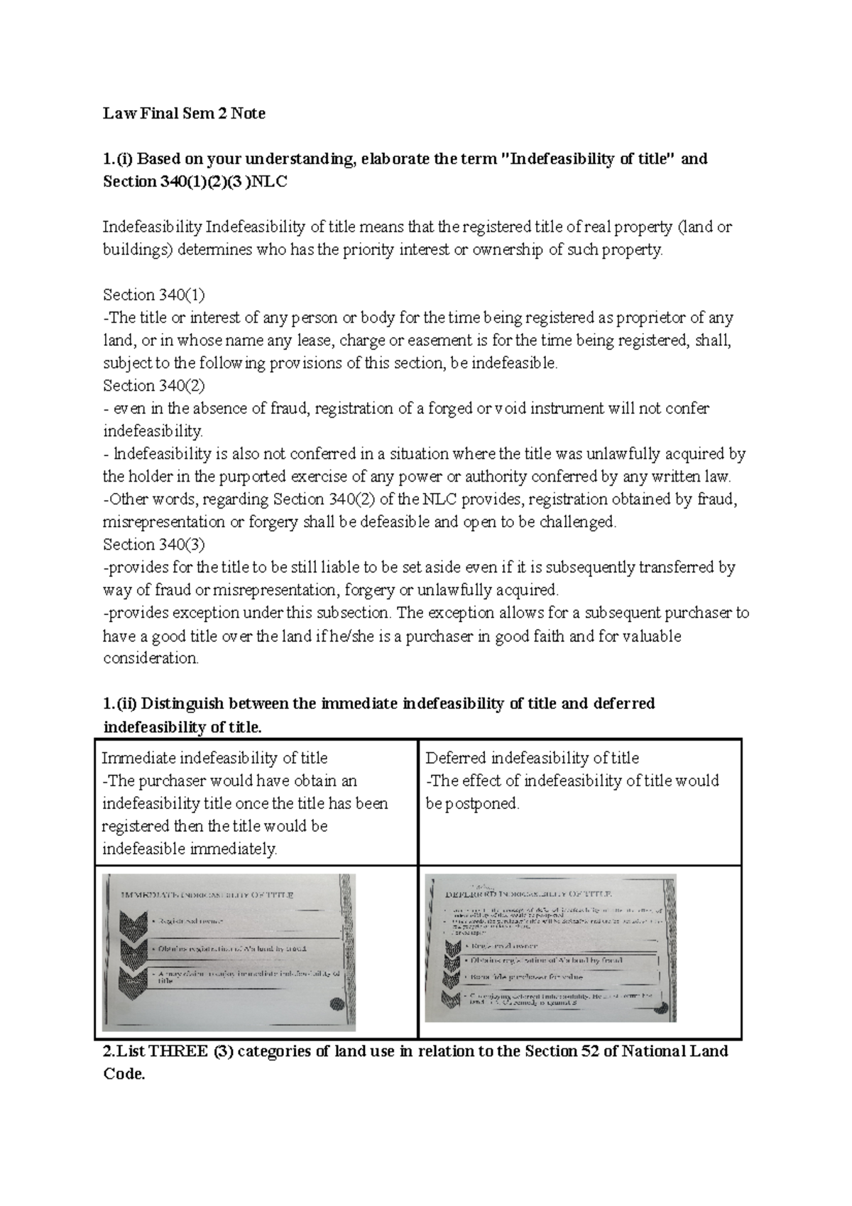 Law Final Sem 2 - Assingment - Law Final Sem 2 Note 1.(i) Based on your ...