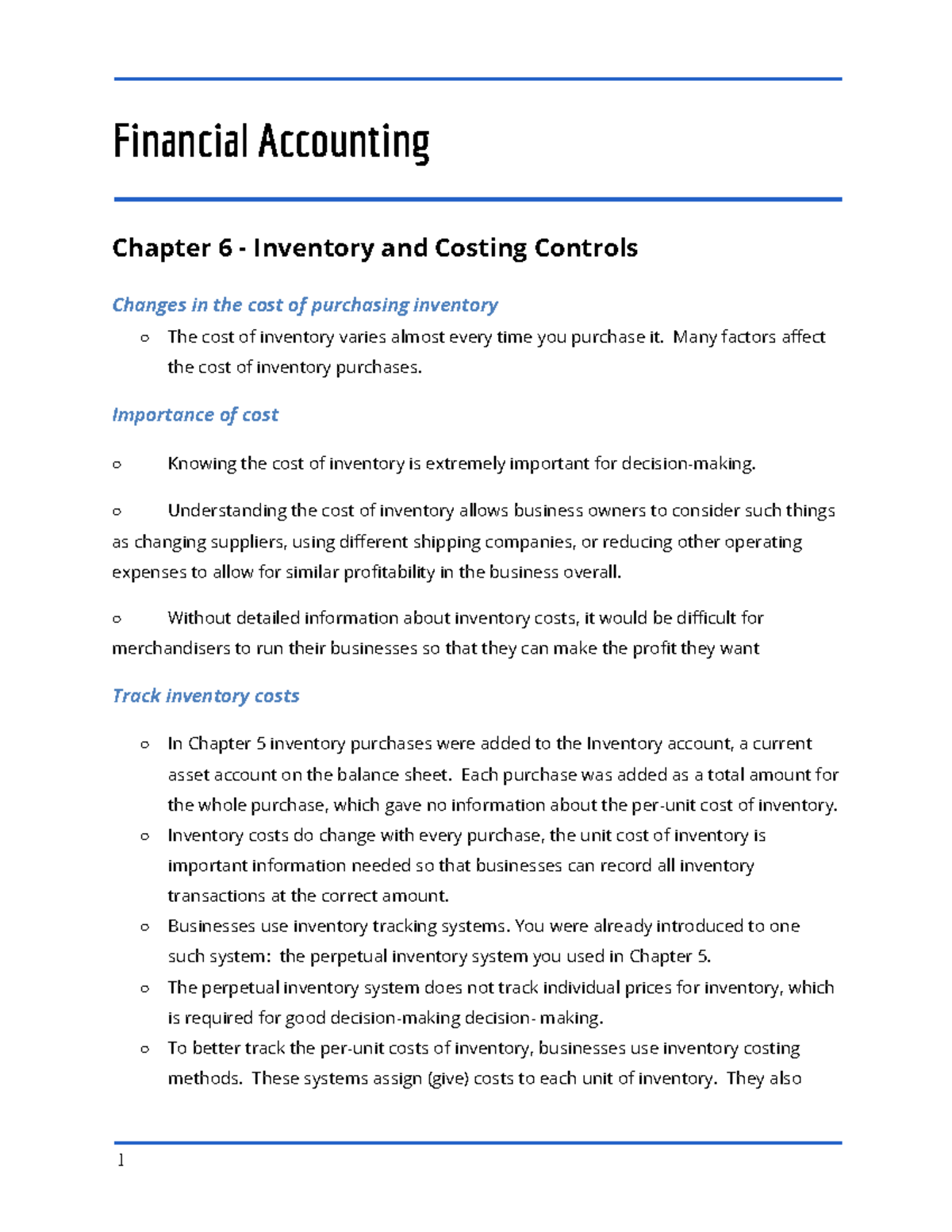 Accounting Notes (6-10) - Financial Accounting Chapter 6 - Inventory ...