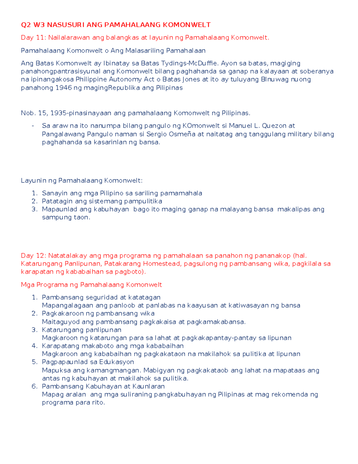 Lesson to copy AP 6 Q2 W3 - ARAL PAN 6 QUARTER 2 WEEK 3 - Q2 W3 NASUSURI ANG PAMAHALAANG ...