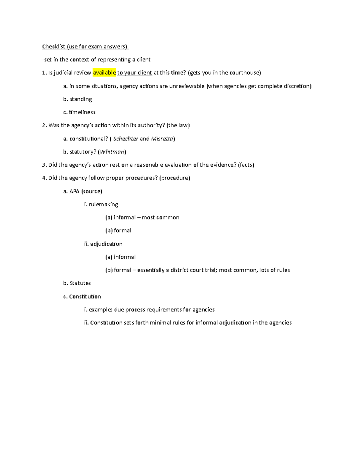 Checklist - How to review administrative agencies and the ...