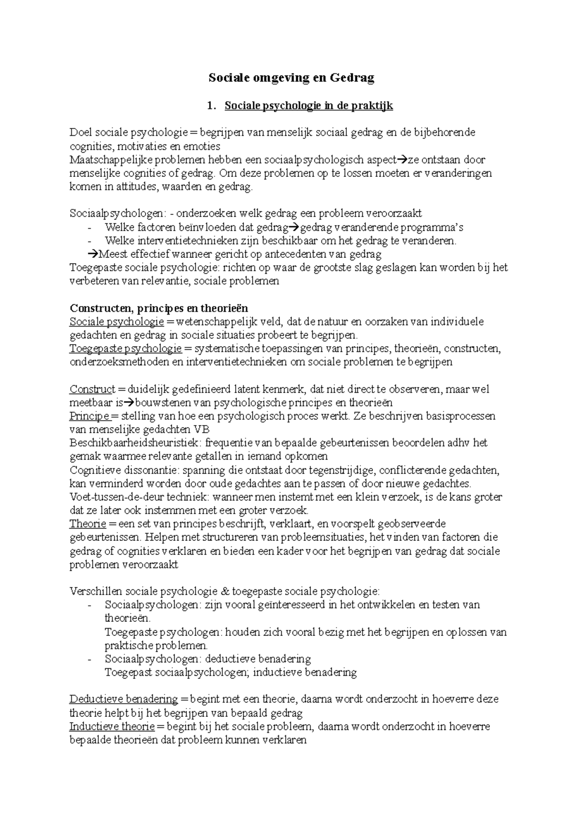 Sociale omgeving en Gedrag slimstudsv 17:18 - Sociale omgeving en ...