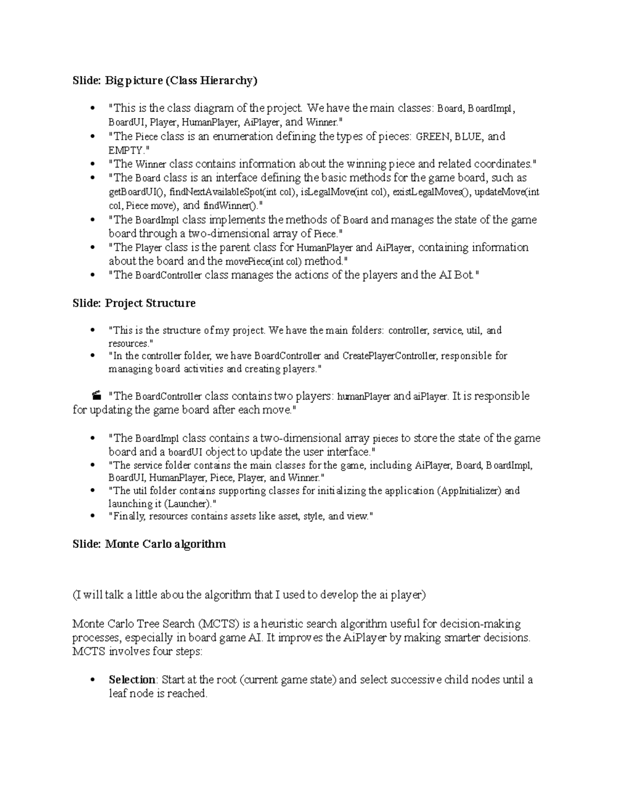 Script Connect 4 - Slide: Big picture (Class Hierarchy) "This is the ...