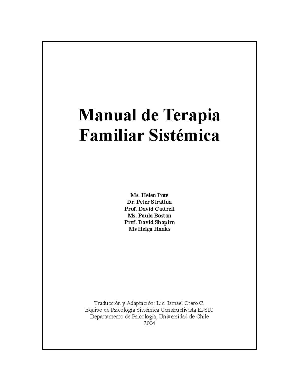 Libro Manual DE Terapia Sistemica - Manual de Terapia Familiar ...