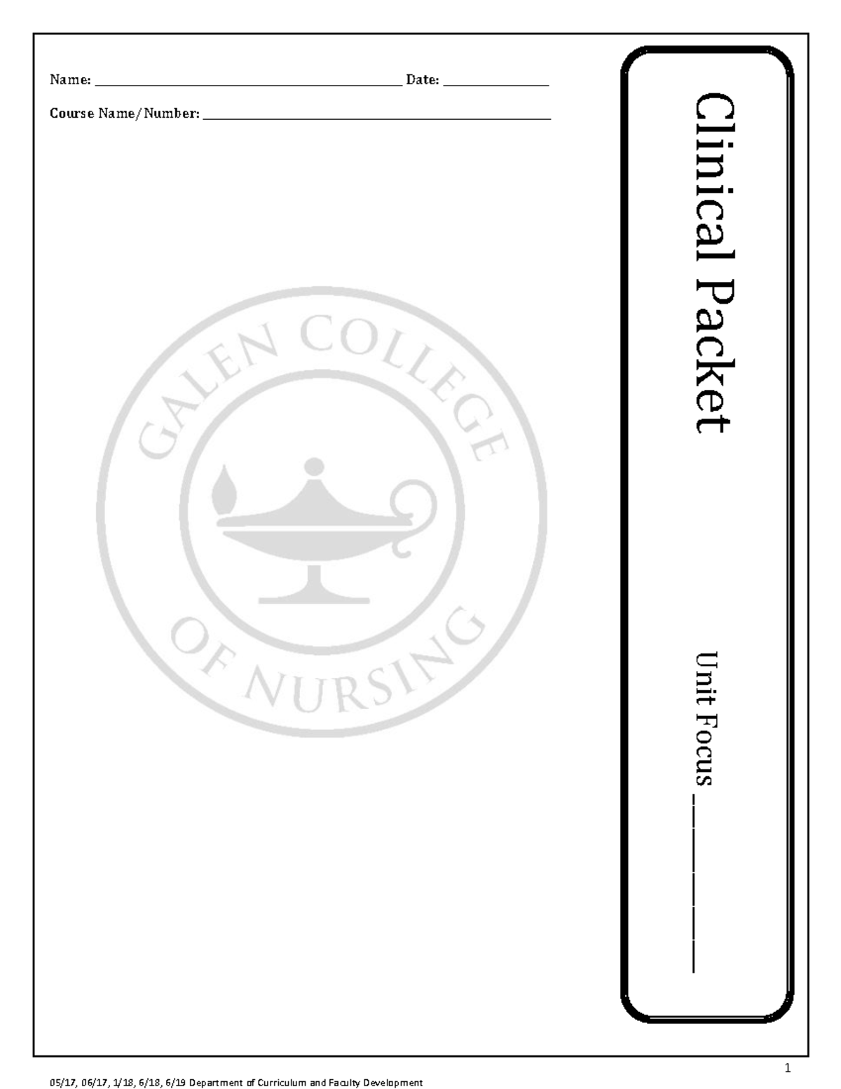 ADN Electronic Clinical Packet - 1 Name