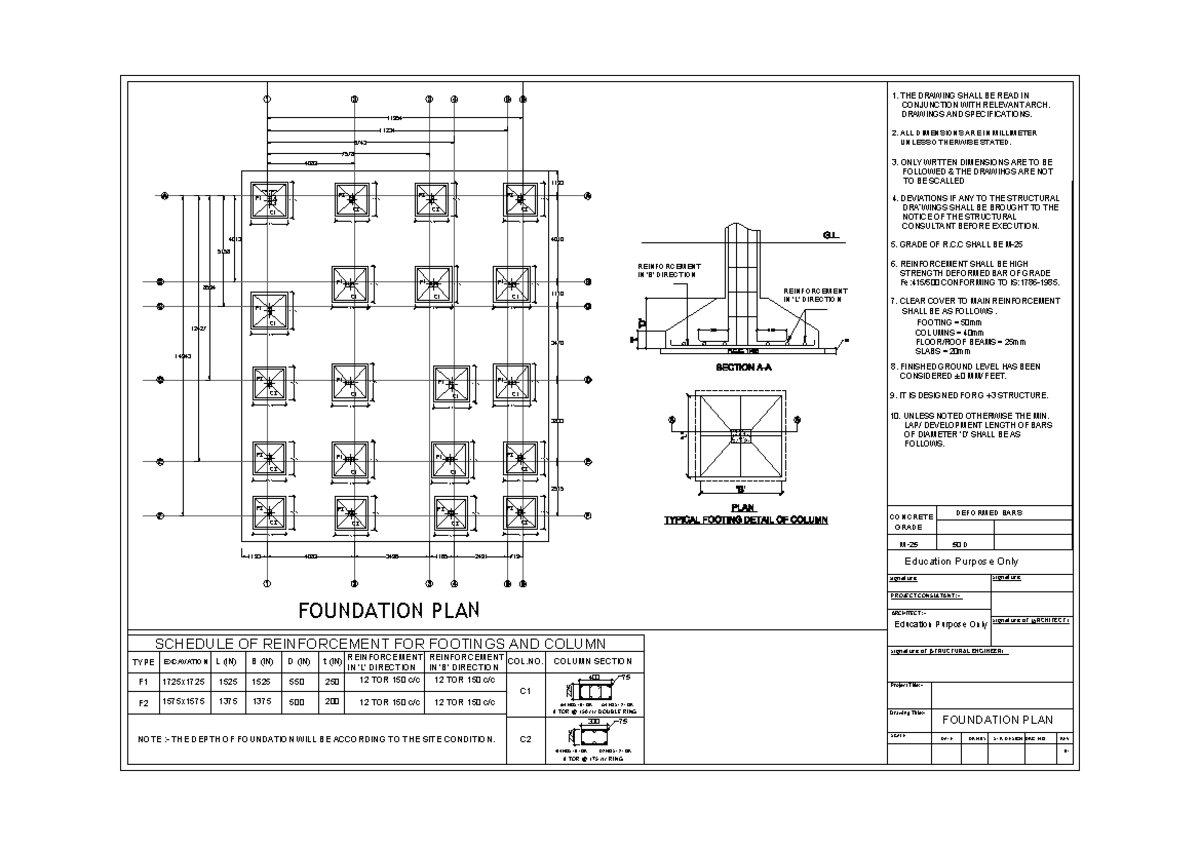 G + 3 Building- Foundation PLAN (1) - Er. Akash Bohare - FOUNDATION ...