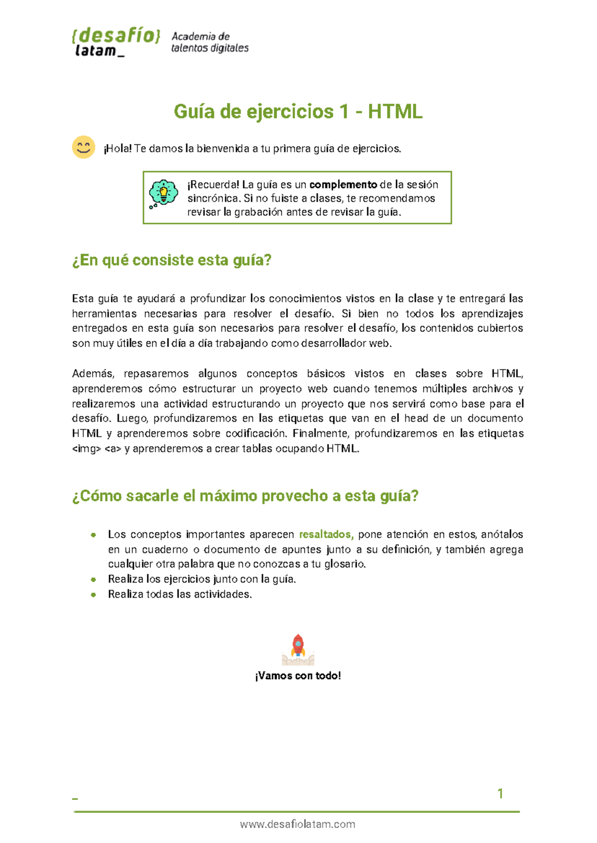 Guía de estudio - HTML - Resumen Ingenieria en Informatica - Guía de ejercicios 1 - HTML ¡Hola ...