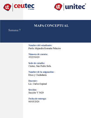 S7-Tarea 7.1 Mapa conceptual - Nombre del estudiante: Número de cuenta: Sede de estudio: Docente ...