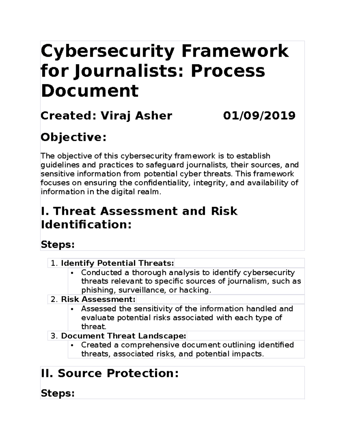Cybersecurity Framework for Journalists - Cybersecurity Framework for ...