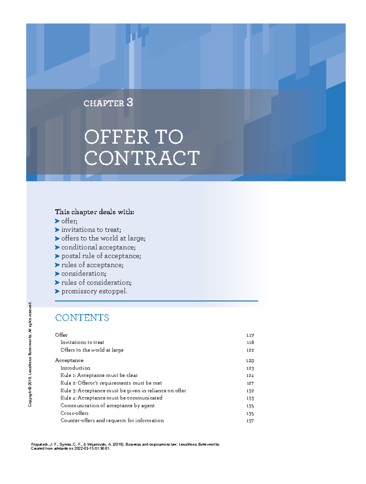 Business and Corporations Law - (Chapter 3 Offer TO Contract) - This ...