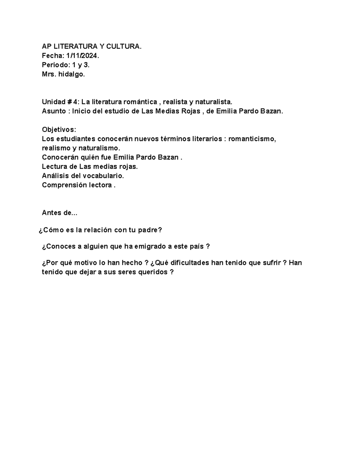 Jaki Perez-Parra - Unidad # 4 La literatura romantica , realista y ...