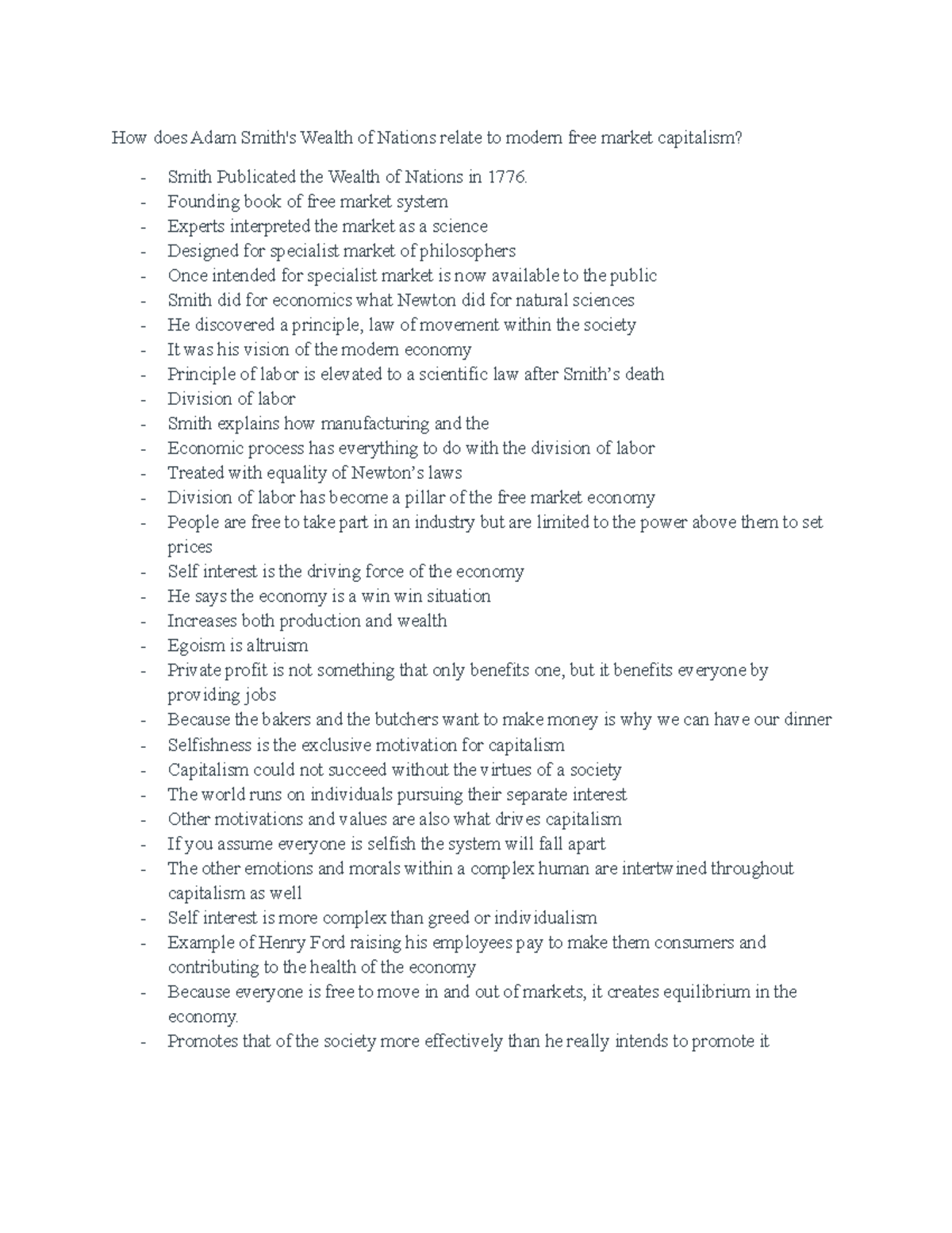 The Wealth of Nations Discussion Post - How does Adam Smith's Wealth of ...