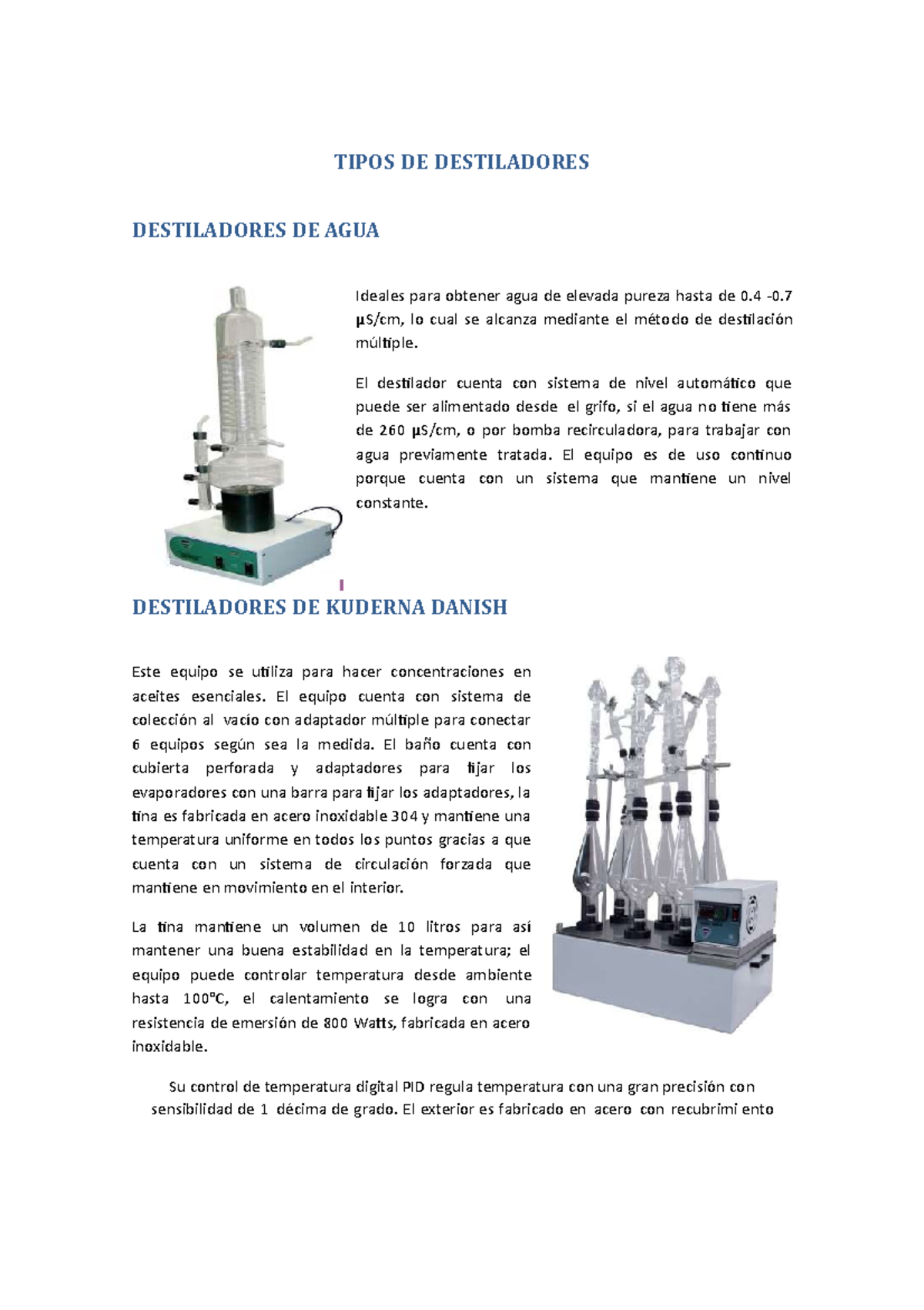 Tipos de destiladores y sus características 123456 - TIPOS DE ...