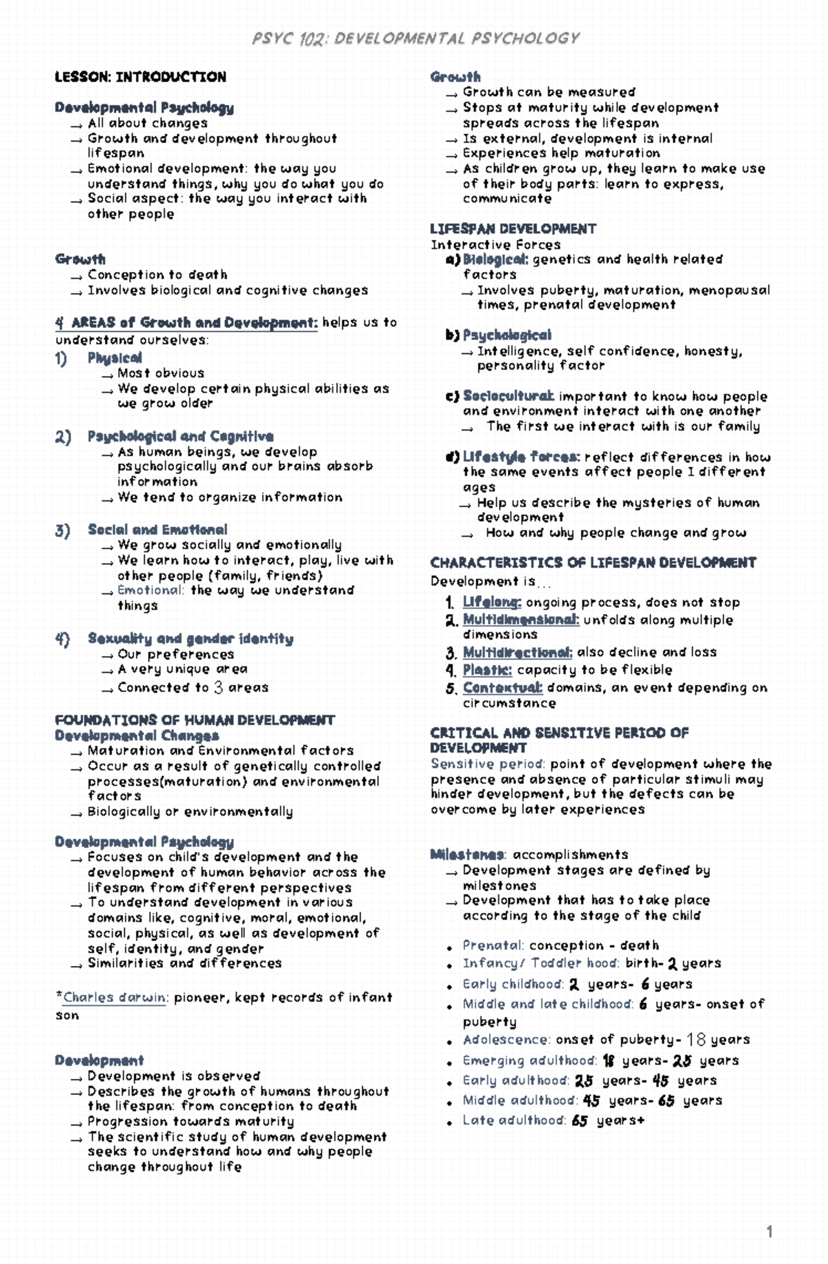 Developmental Psychology - LESSON: INTRODUCTION Developmental ...