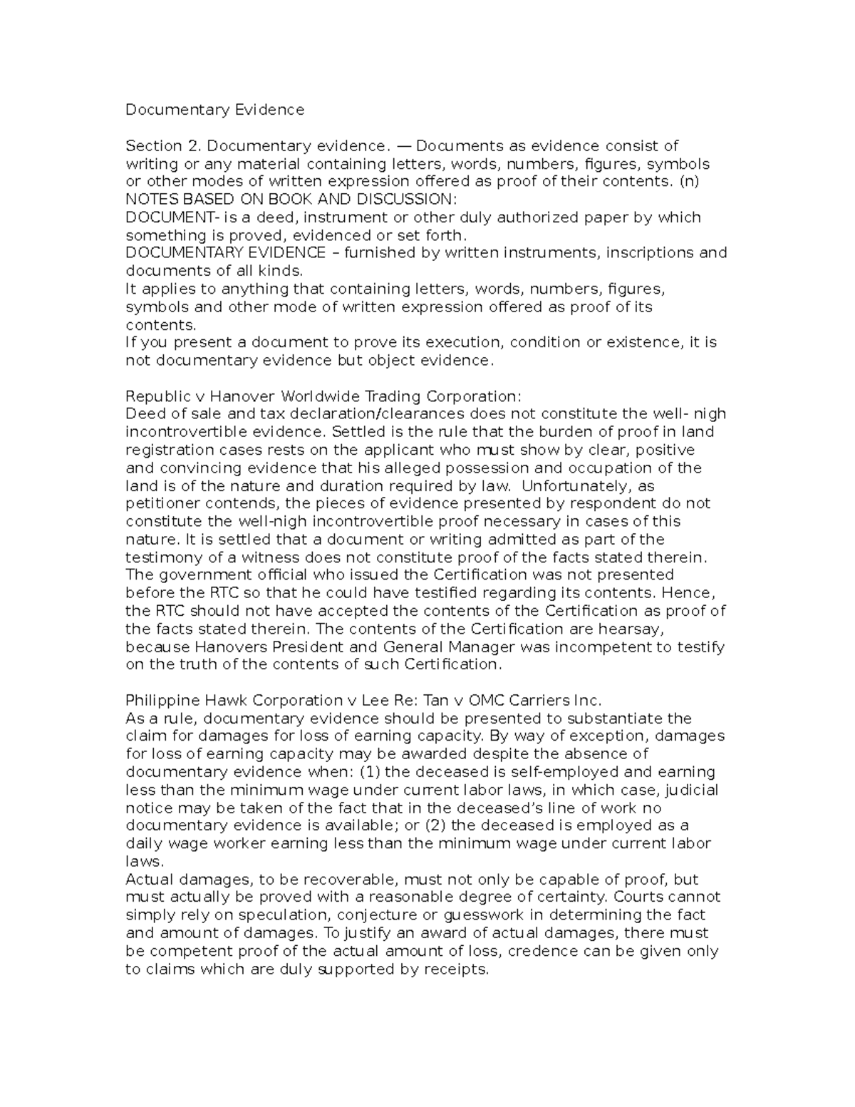 Documentary Evidence Rule - Documentary Evidence Section 2. Documentary ...