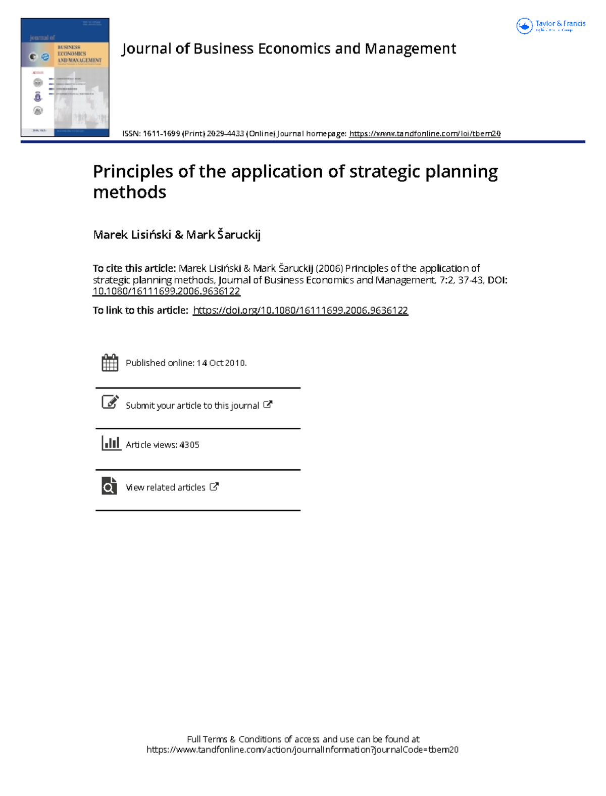 Group 4. Principles of the application of strategic planning methods ...
