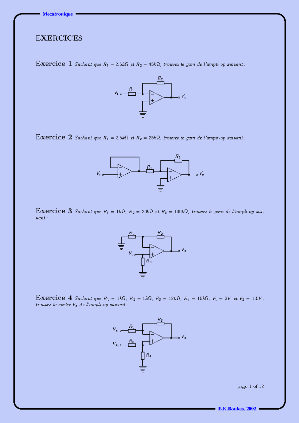 Amplificateur opérationnel AOP exercices 05 - EXERCICES Exercice 1 ...
