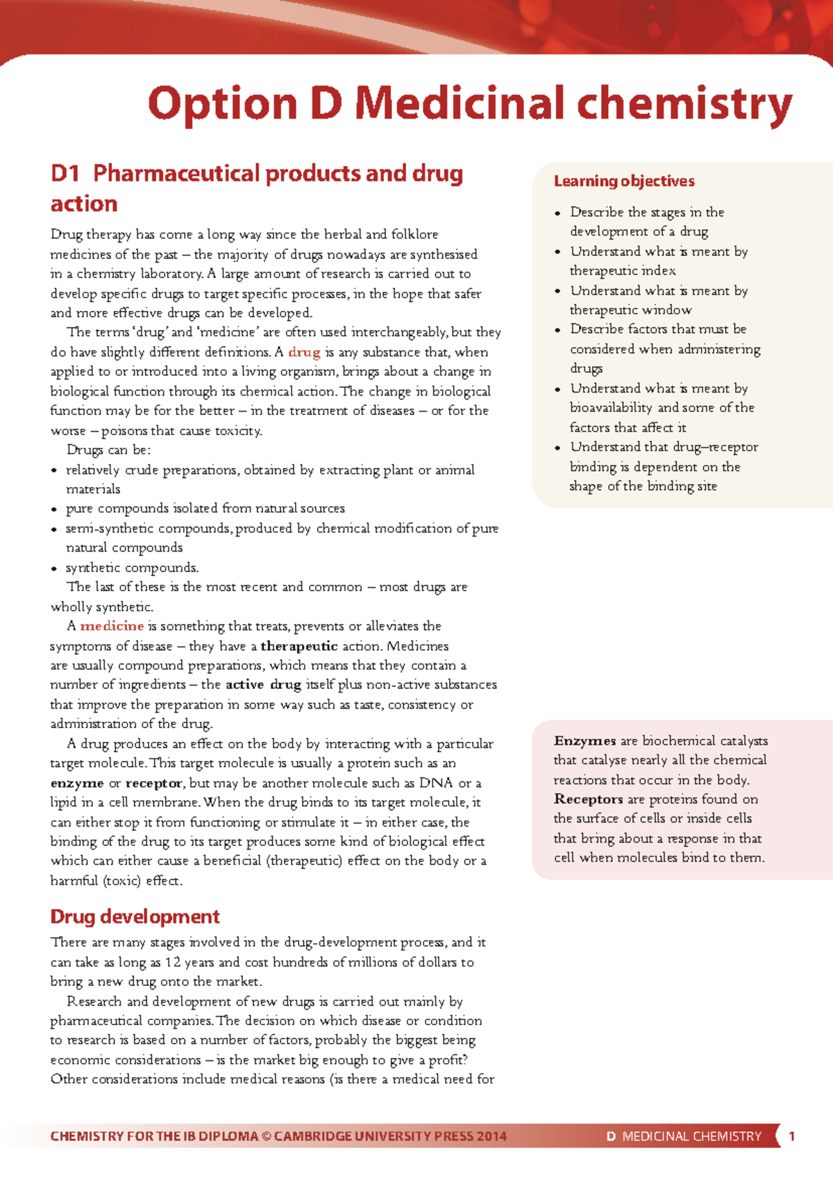 Option d - CHEMISTRY FOR THE IB DIPLOMA © CAMBRIDGE UNIVERSITY PRESS ...