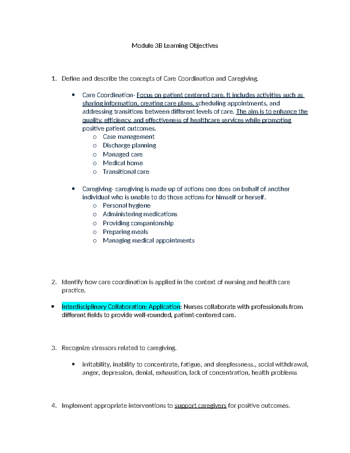 Learning Objectives Module 3 B Module 3b Learning Objectives Define And Describe The Concepts 