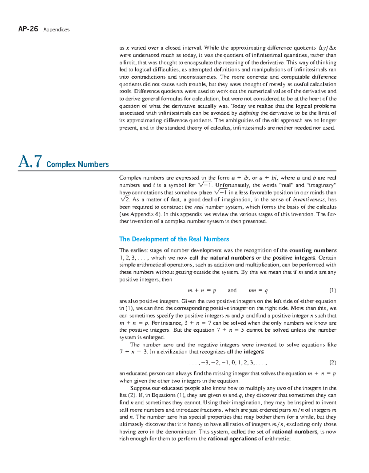 A.7 Complex Numbers - Math work - AP-26 Appendices as x varied over a closed interval. While the ...