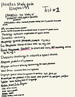 Phonetics Module Notes- Test 1 - SHS 201 - Studocu