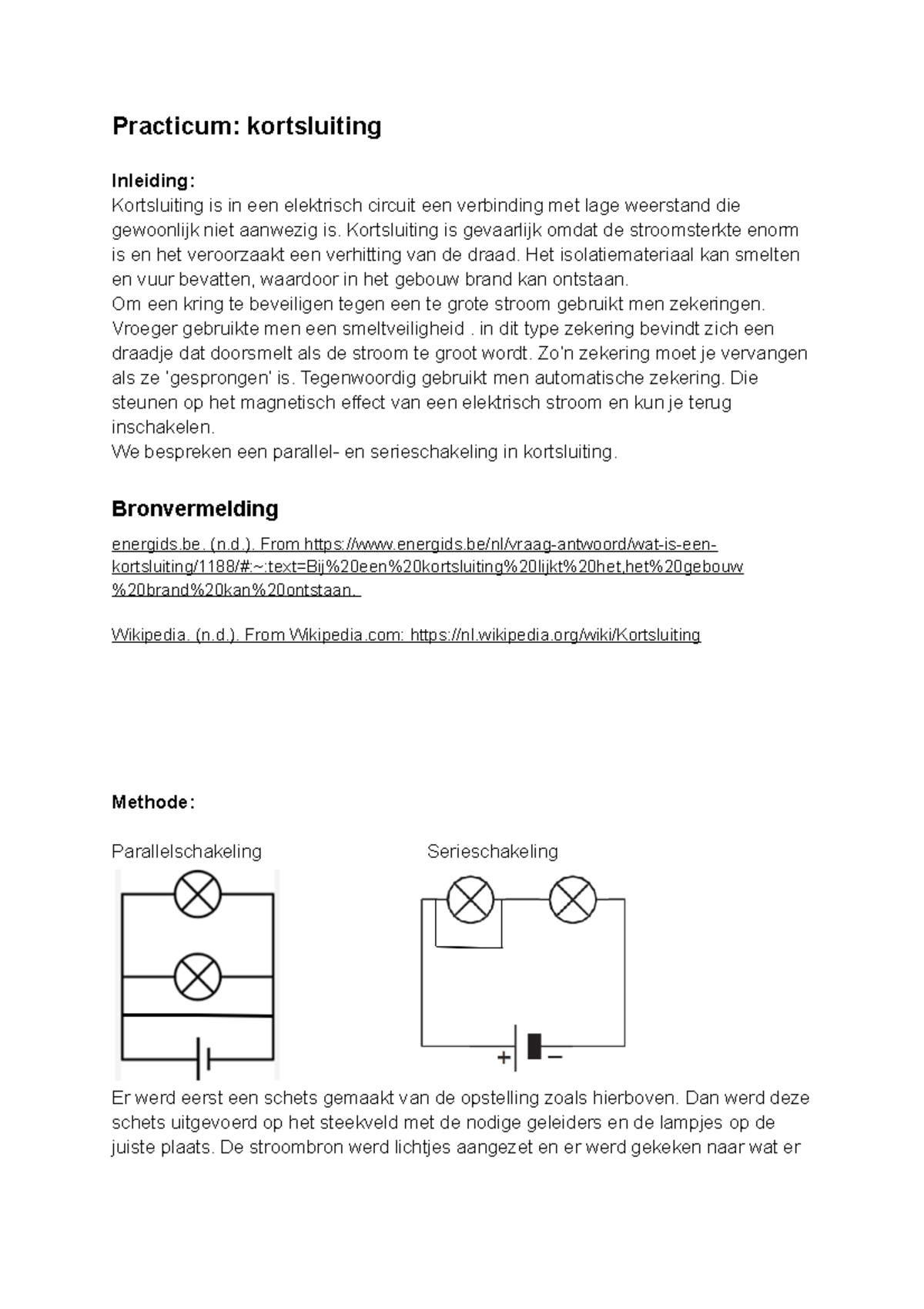 Fysica kortsluiting - read it its good for you - Practicum ...