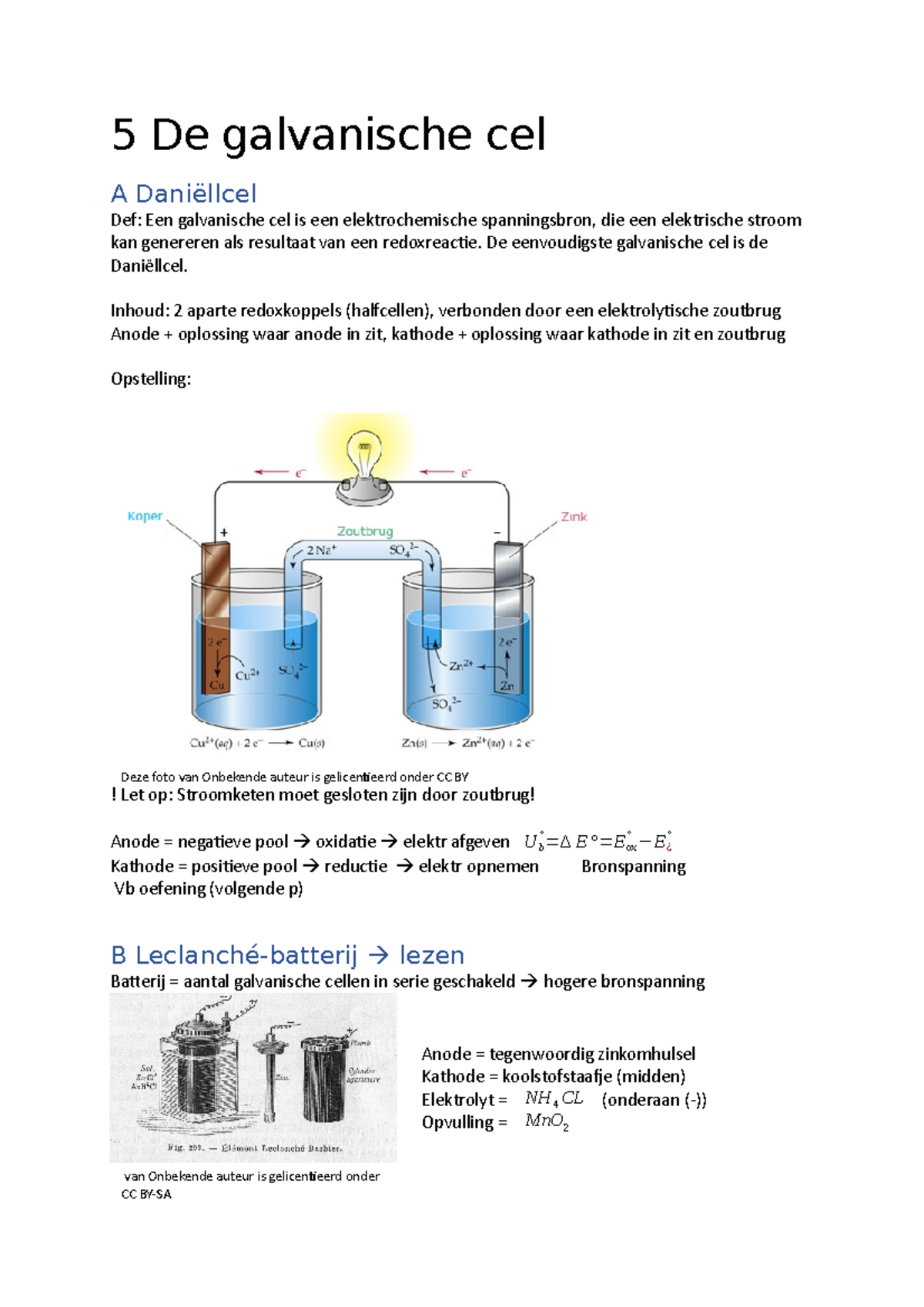 Chemie Galvanische cel trim 3 - 5 De galvanische cel A Daniëllcel Def ...