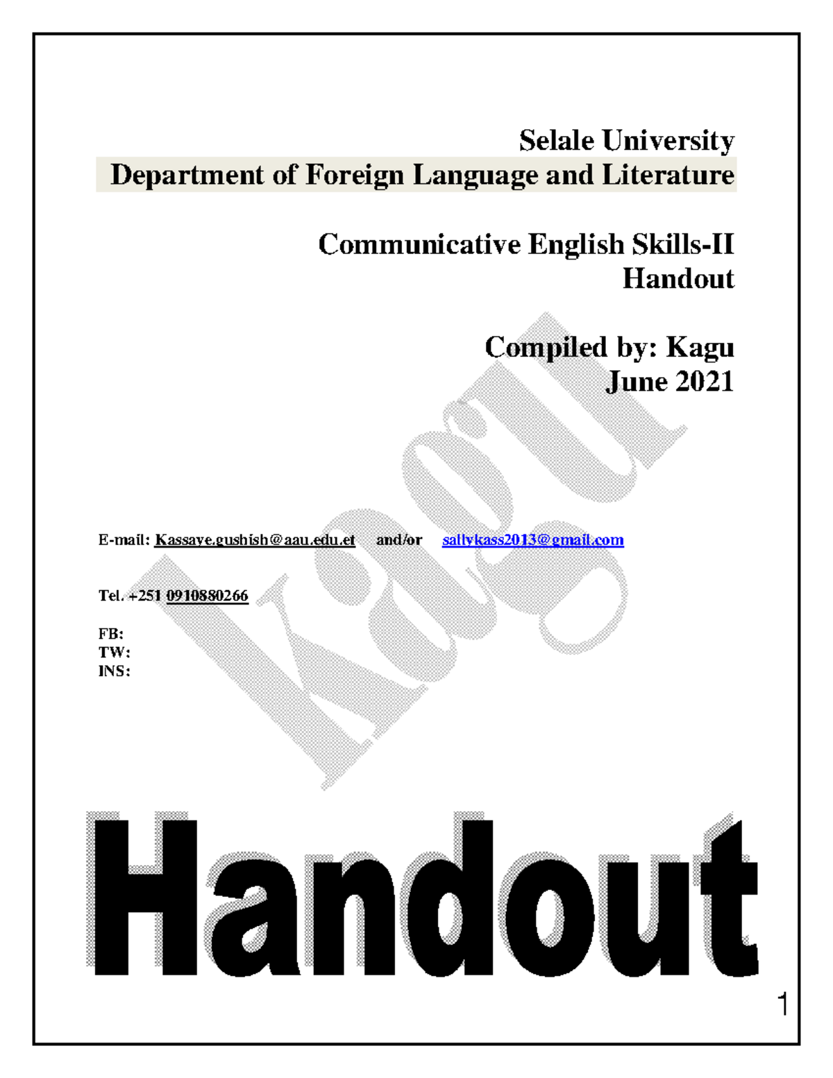 stratevh kjdjd jdj - Selale University Department of Foreign Language ...