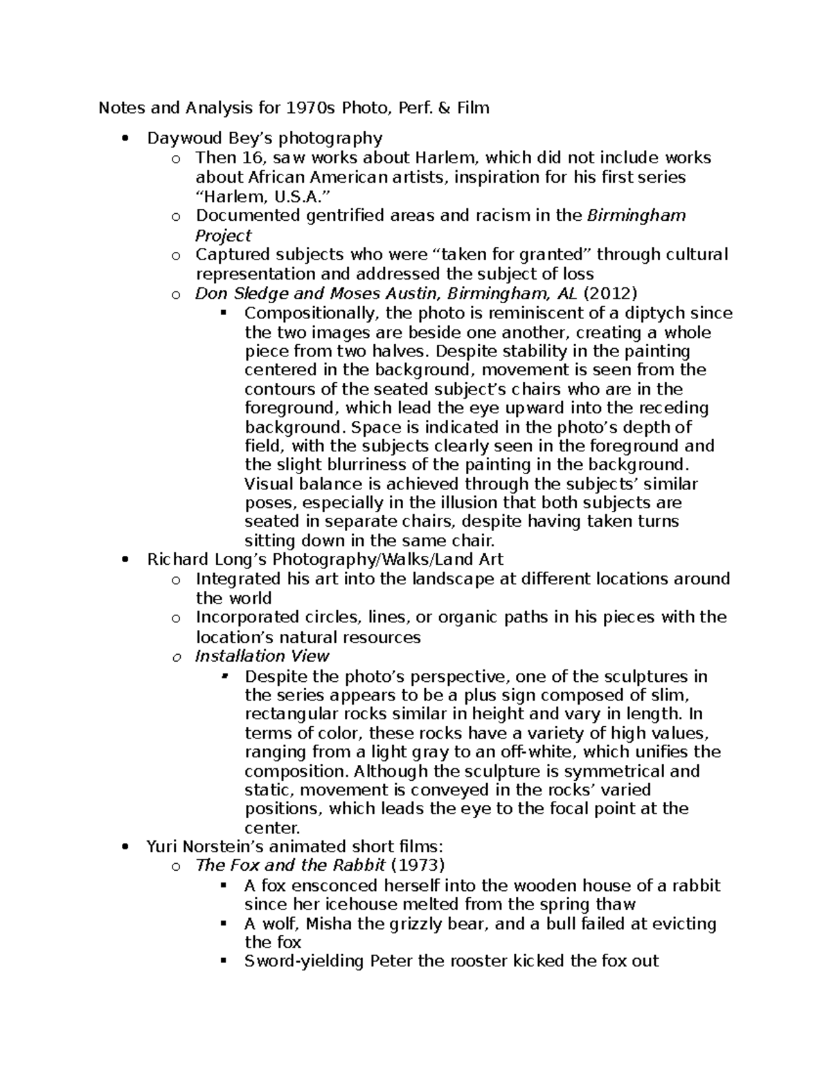 Notes and Analysis for 1970s Photo, Perf. & Film - & Film Daywoud Bey’s ...