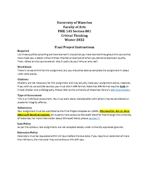 Lecture notes - From the prof - Philosophy 145 Lecture Notes Table of ...