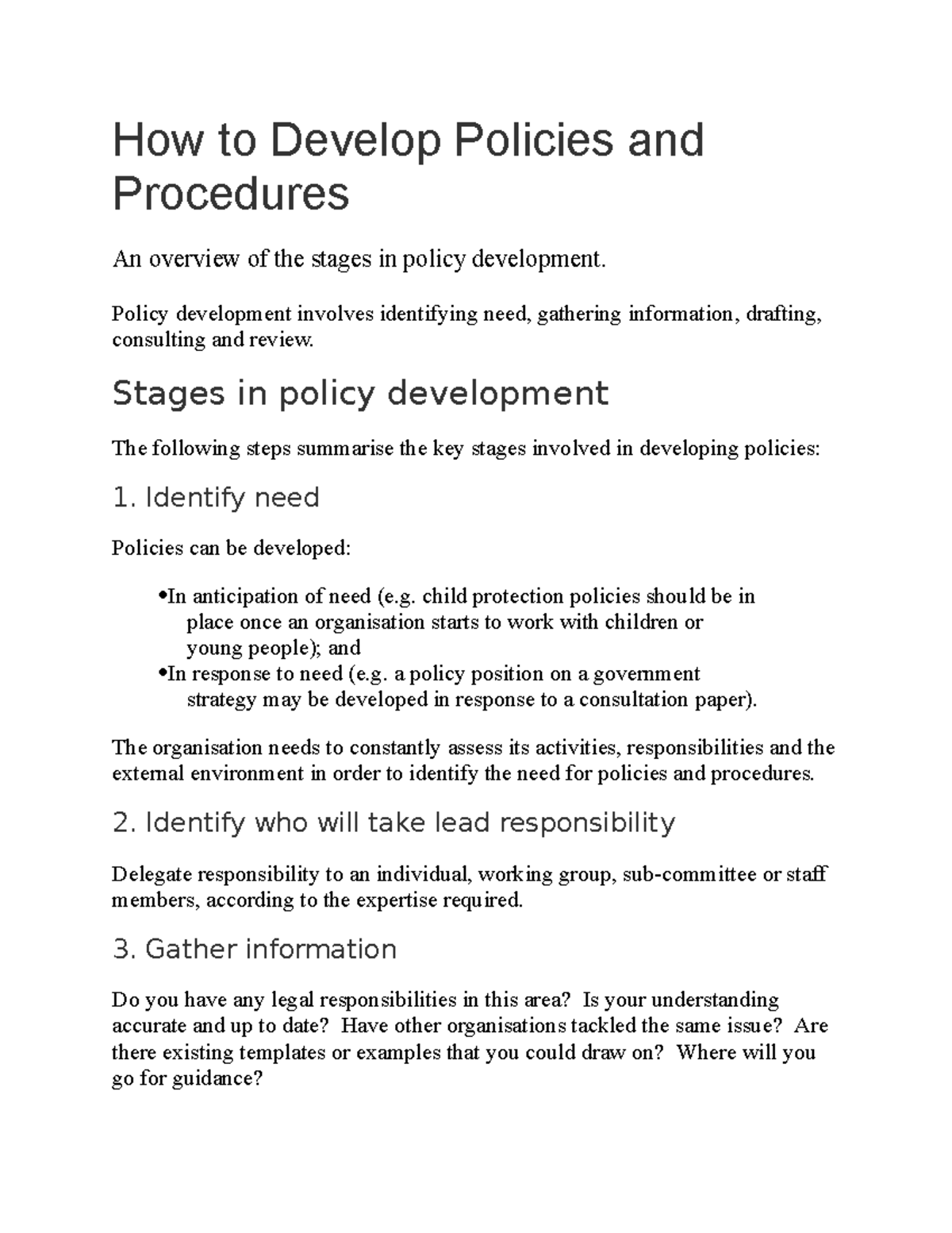 2 Policy making procedures - How to Develop Policies and Procedures An ...