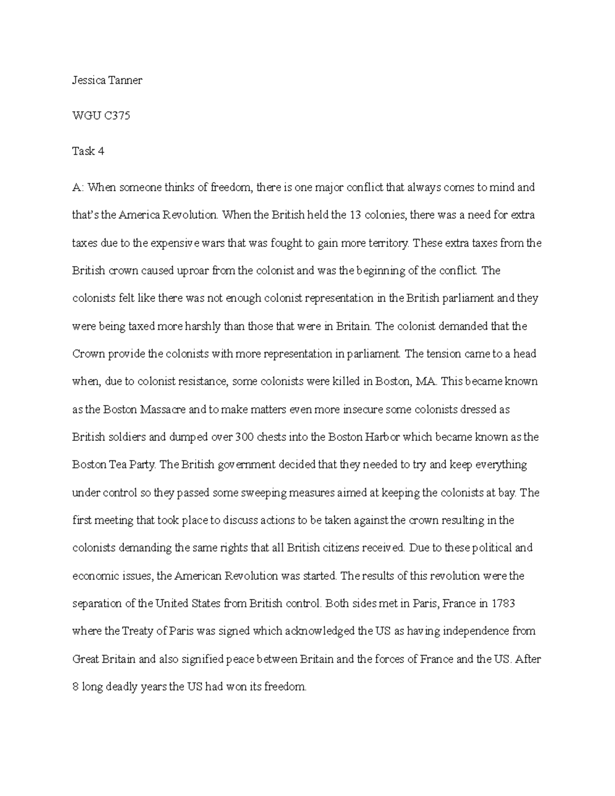 C375 Task 4 Jessica Tanner - C375 - WGU - Studocu
