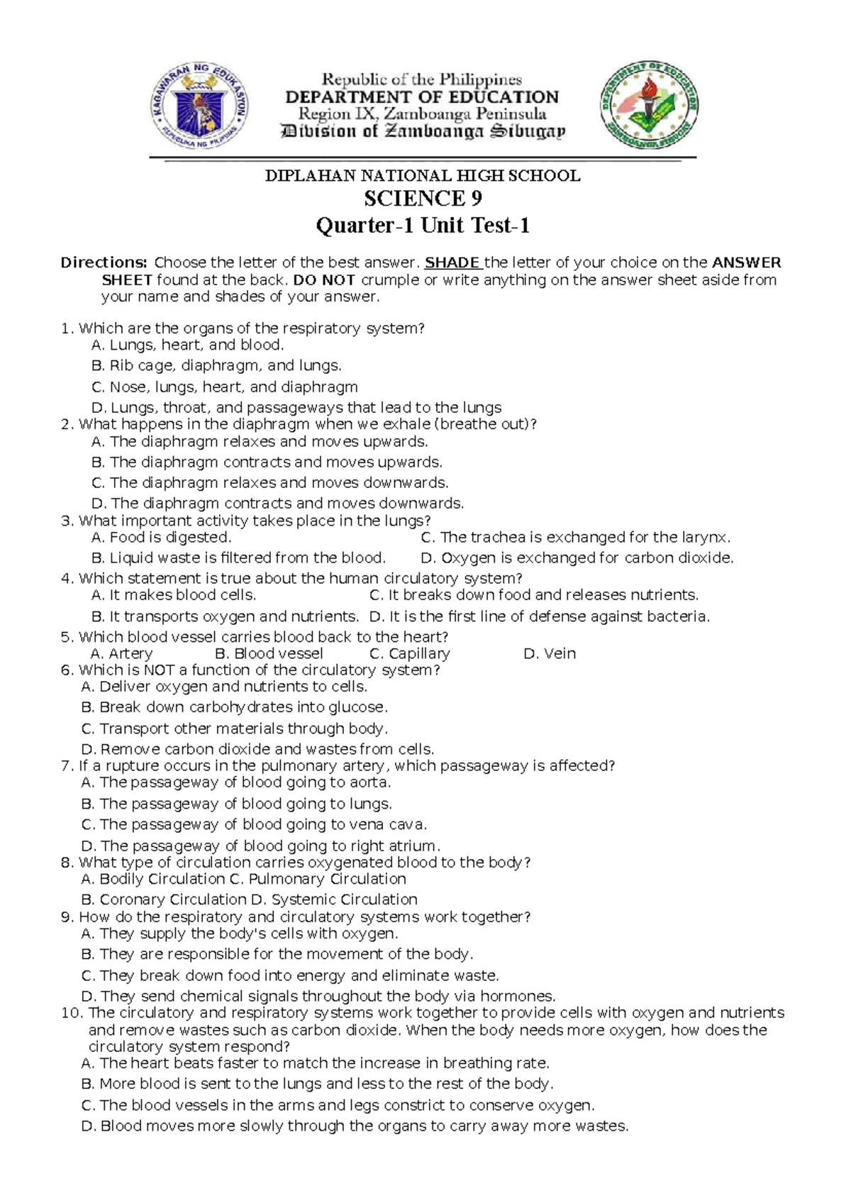 Science - Q1 - Module 1234 - QUIZ - DIPLAHAN NATIONAL HIGH SCHOOL ...