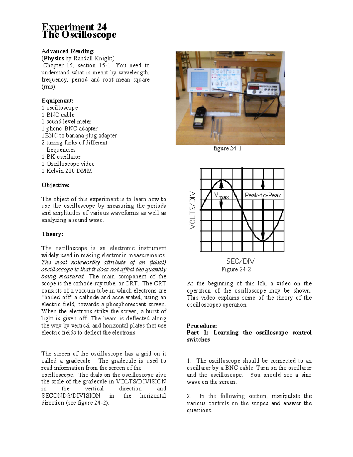 10 Oscope proc Spr 2011 - Lecture notes 1 - Experiment 24 The ...