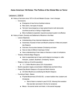 AS AM L 14 - Lecture notes from The Politics of the Global War on ...