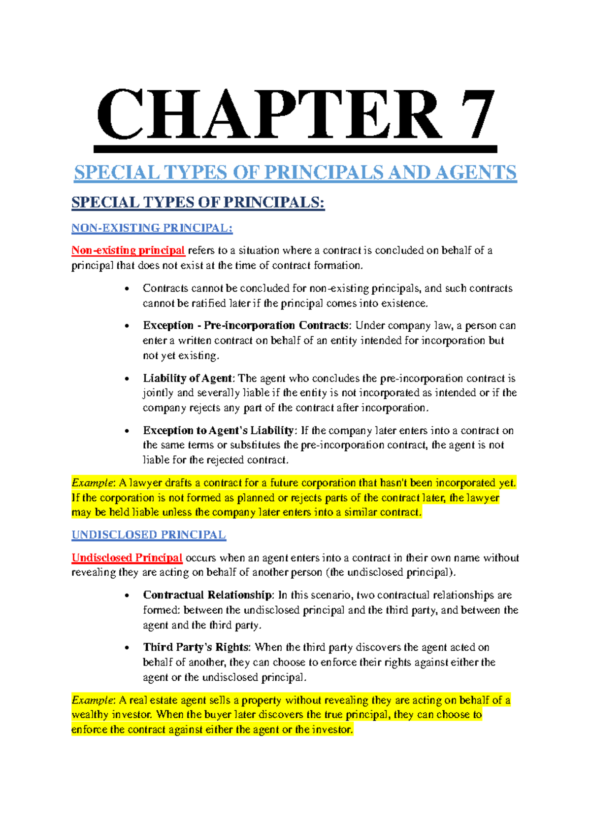 Special Types OF Principals AND Agents - CHAPTER 7 SPECIAL TYPES OF ...