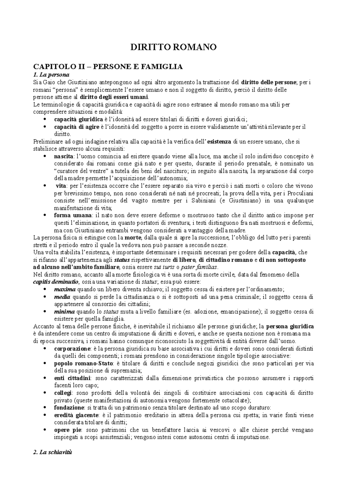 Riassunto Istituzioni di diritto romano - DIRITTO ROMANO CAPITOLO II ...