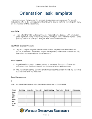 Orientation Task - For specific instructions, refer to the task ...