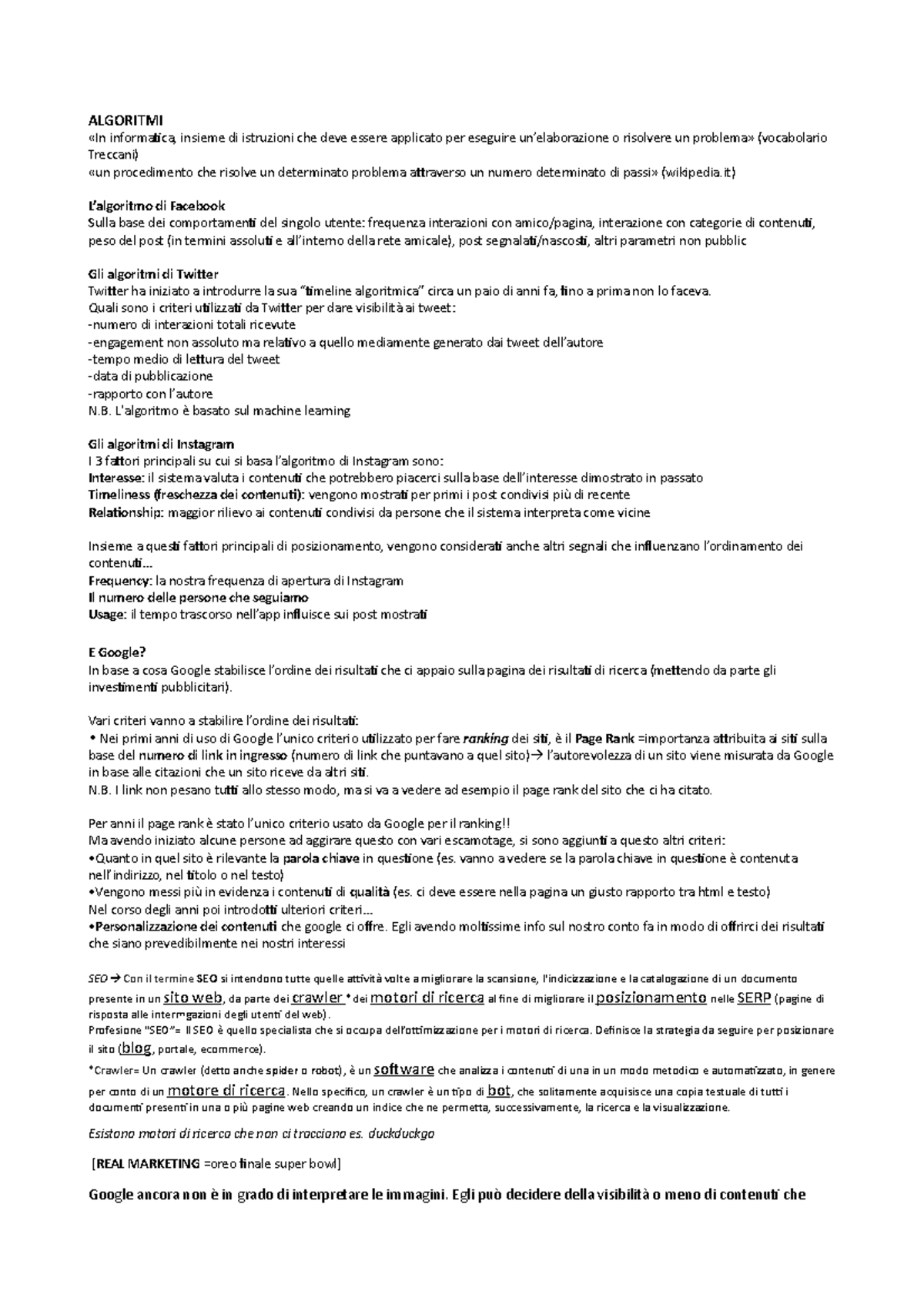 Internet studies - ALGORITMI «In informatica, insieme di istruzioni che ...