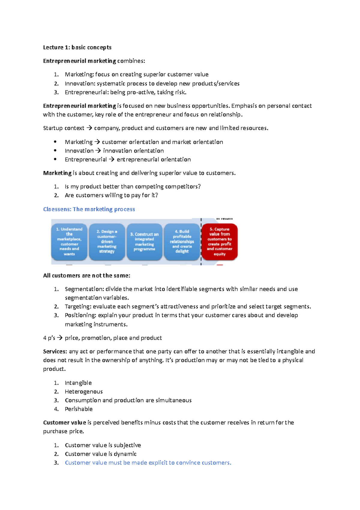 Summary of lectures - Lecture 1: basic concepts Entrepreneurial ...