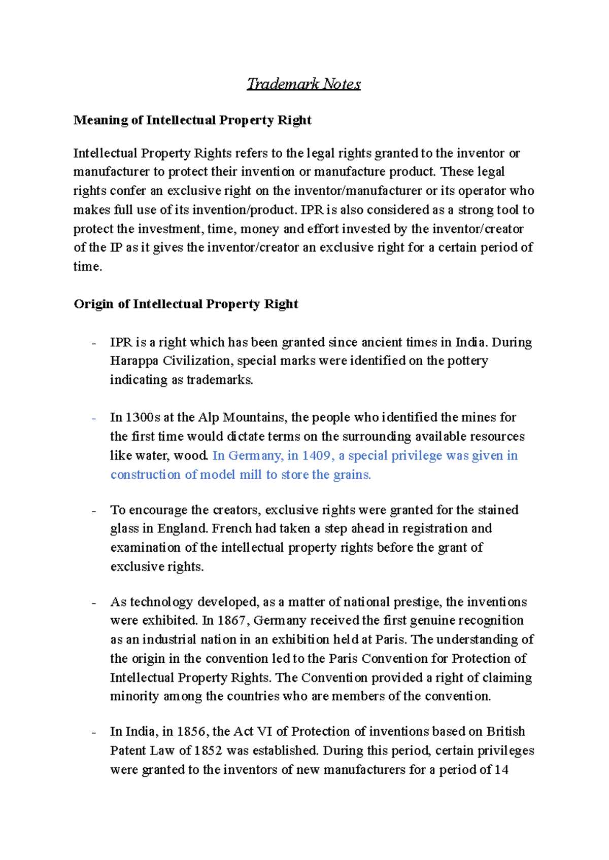 Trademark Notes(MId Semesters) - Trademark Notes Meaning of ...