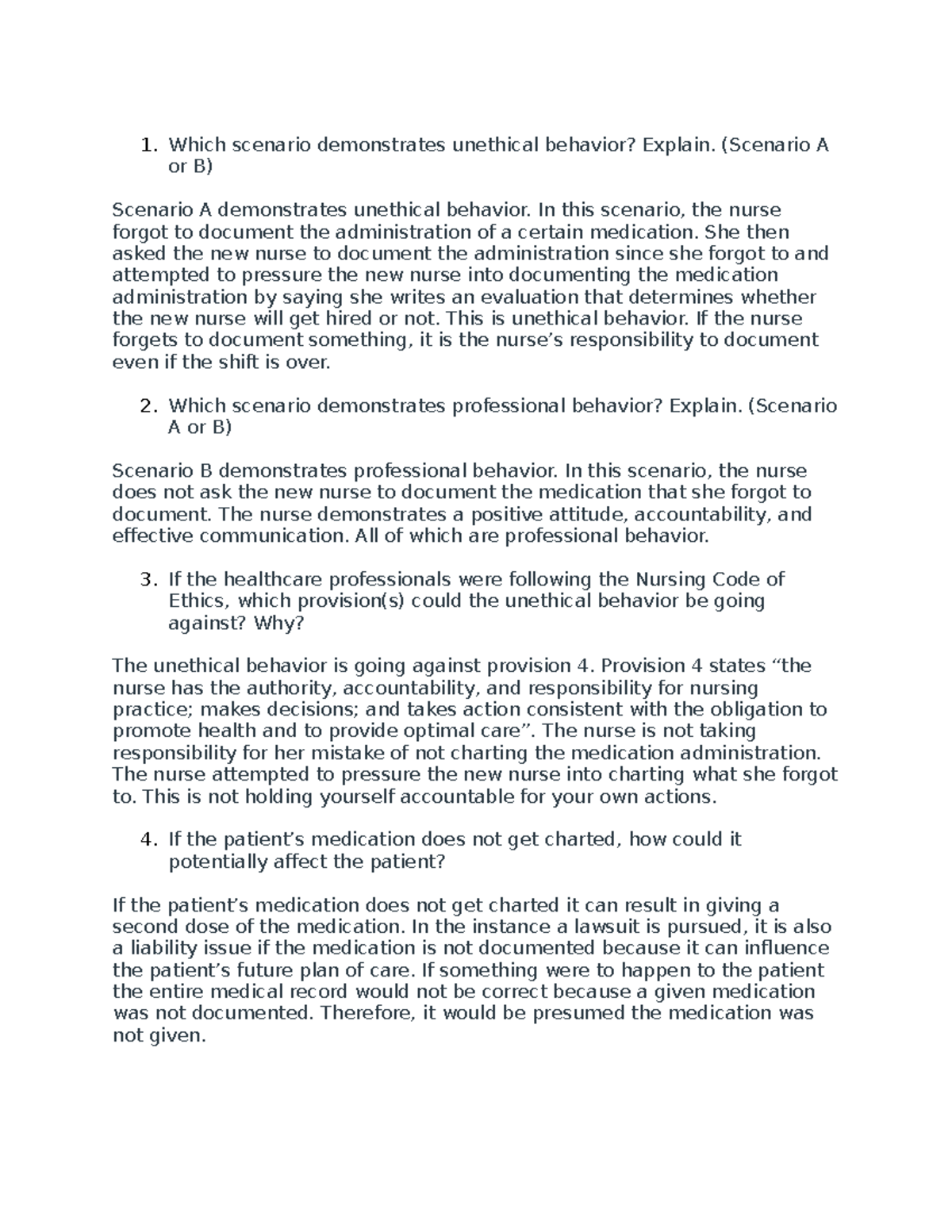 Module 4 - Which scenario demonstrates unethical behavior? Explain ...