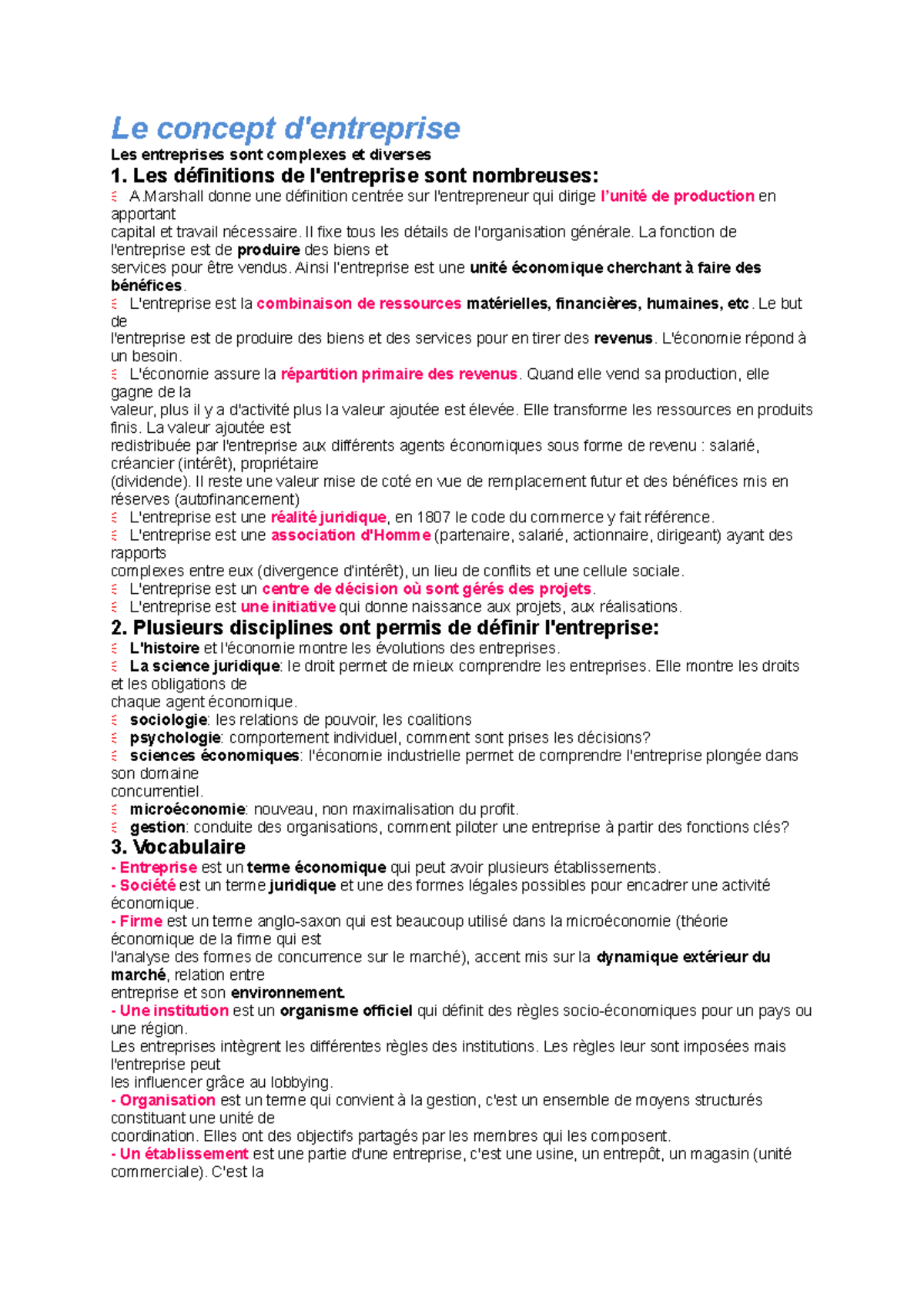 Le concept d'entreprise - Les définitions de l'entreprise sont ...