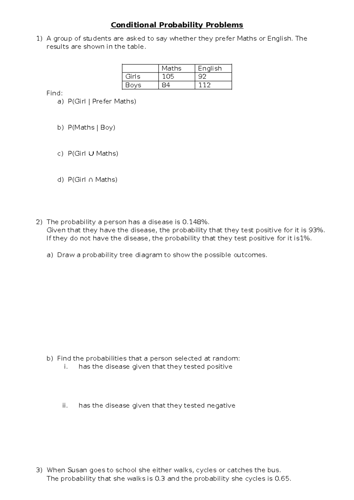 Conditional Probability Problems - The results are shown in the table ...