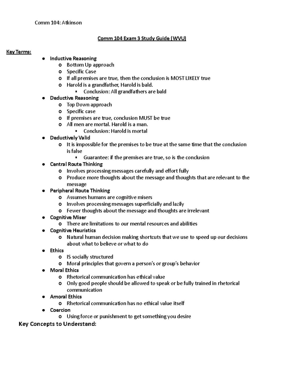 Comm 104 Exam 3 Study Guide - Comm 104 Exam 3 Study Guide (WVU) Key ...
