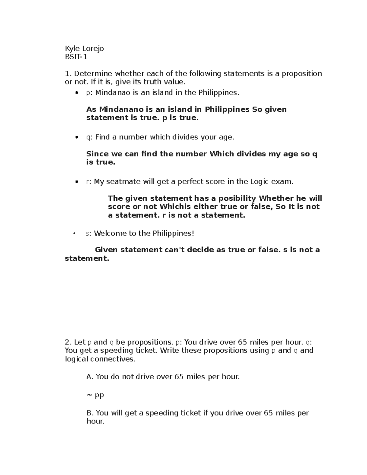 Discrete Math Assignments Kyle Lorejo Bsit Determine Whether Each
